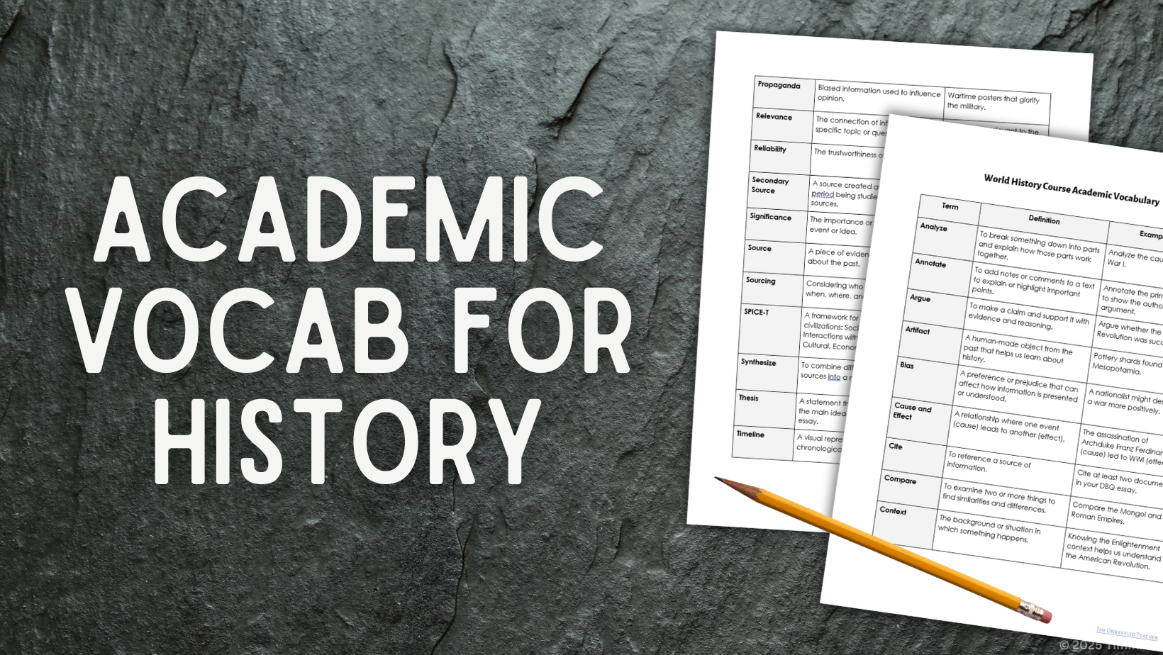World History Academic Vocab to Use the First Week – Unraveled Teacher